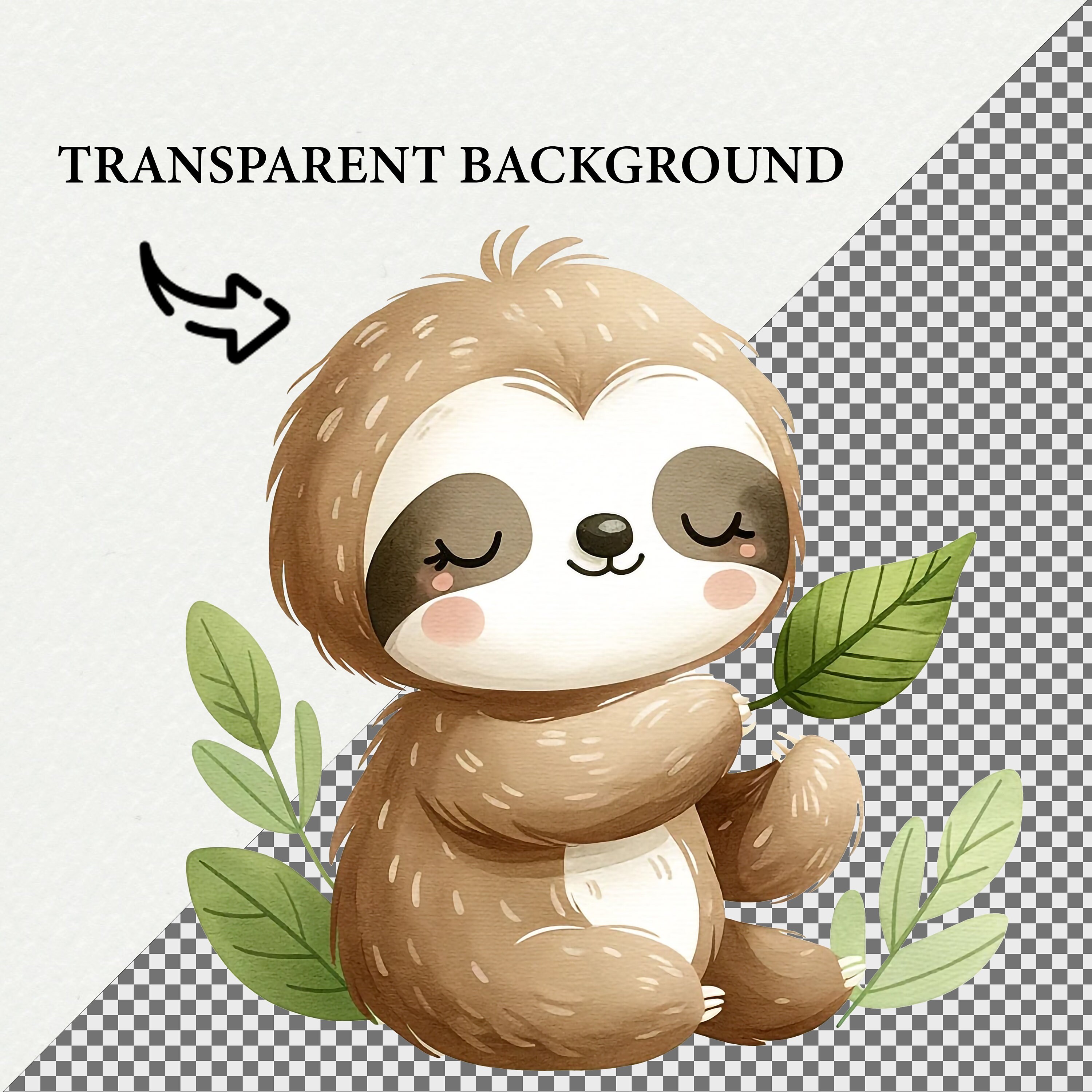 Watercolor Sloth Clipart Cute Nursery Decor, Party Invitation Design ...