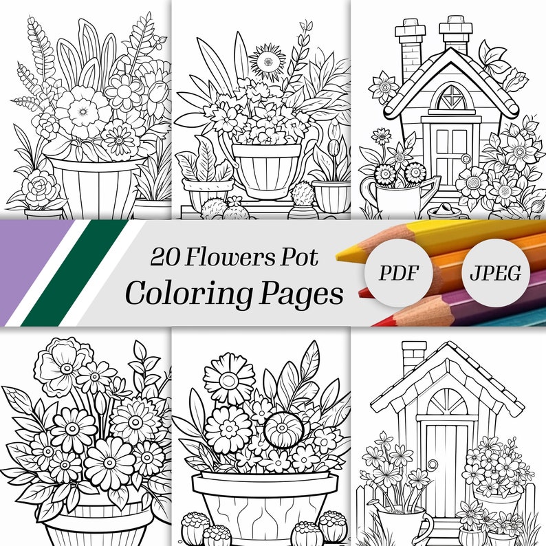 20 Plants Coloring Pages for Adults, Printable Coloring Sheets for ...