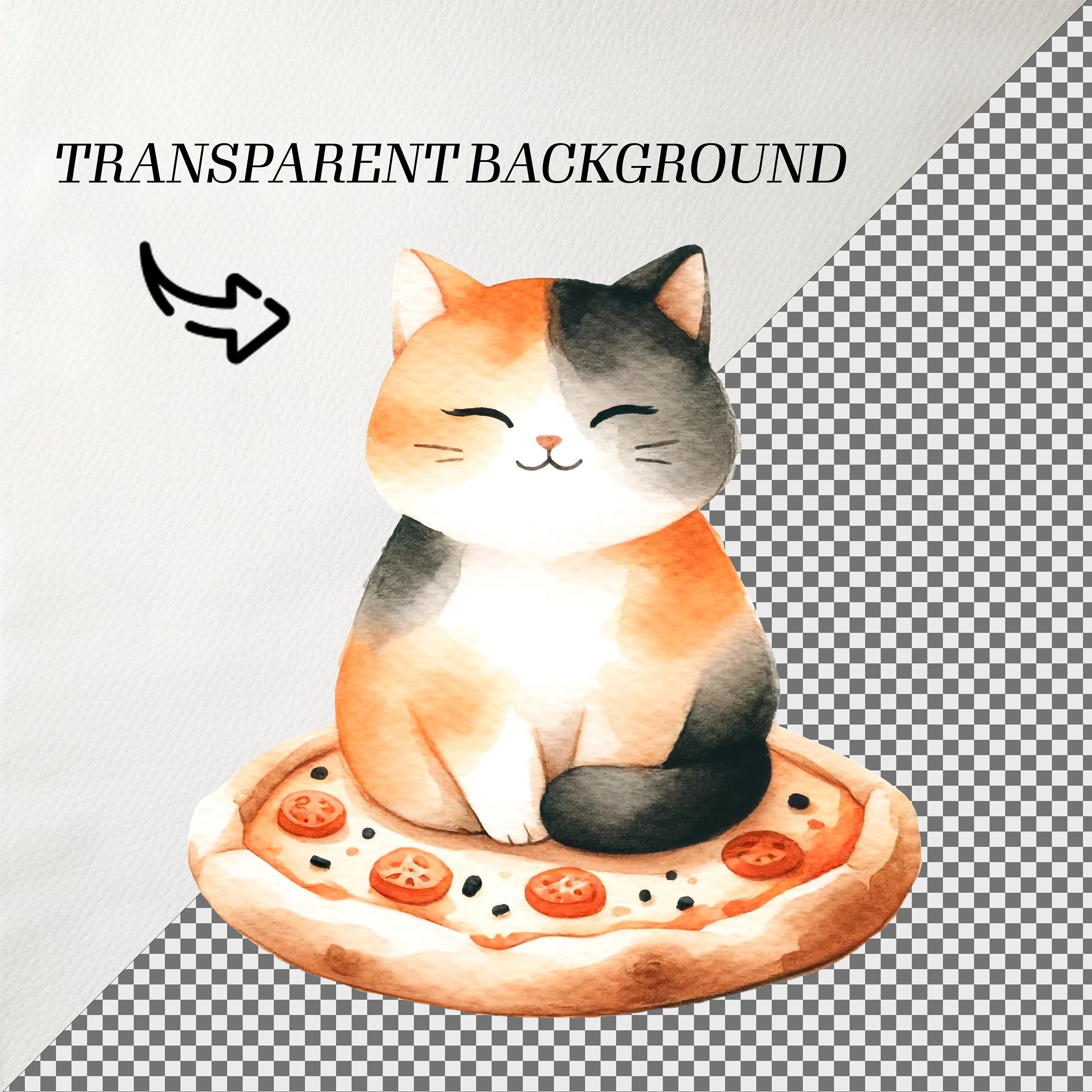 Funny Watercolor Cat Clipart Bundle Cute Cats PNG, Digital Download for ...