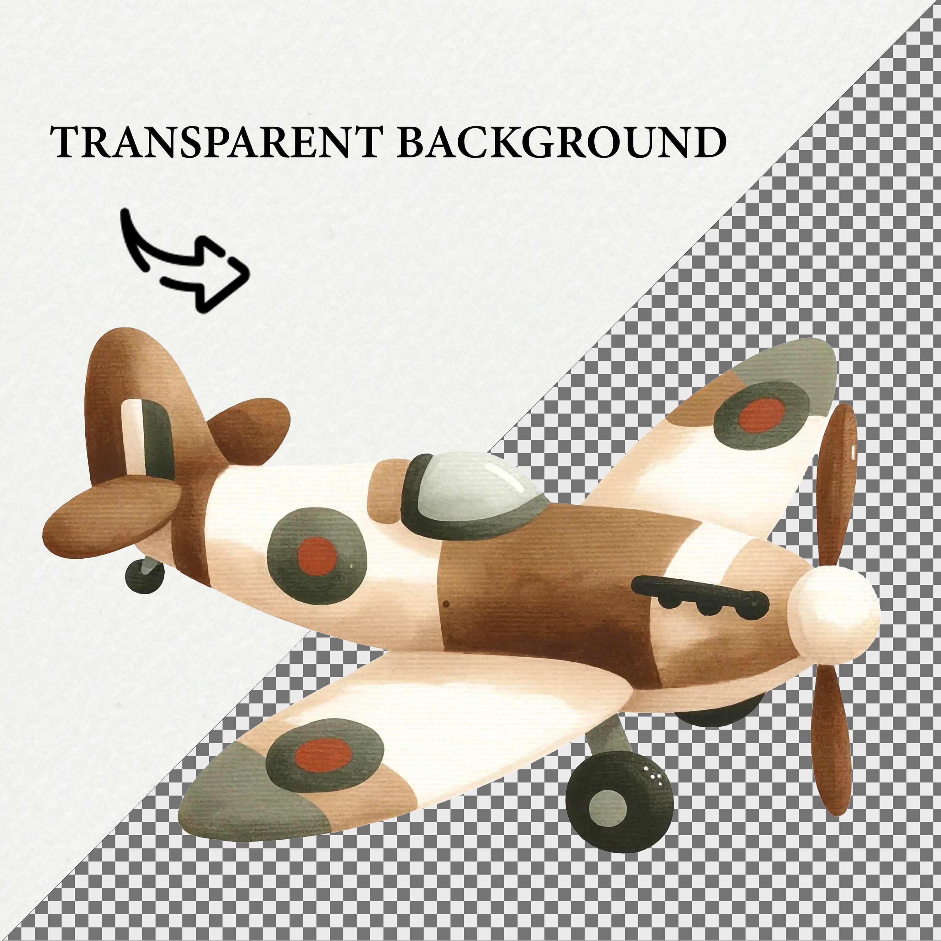 Watercolor Airplane Clipart: Neutral Nursery Air Transport (digital PNG ...