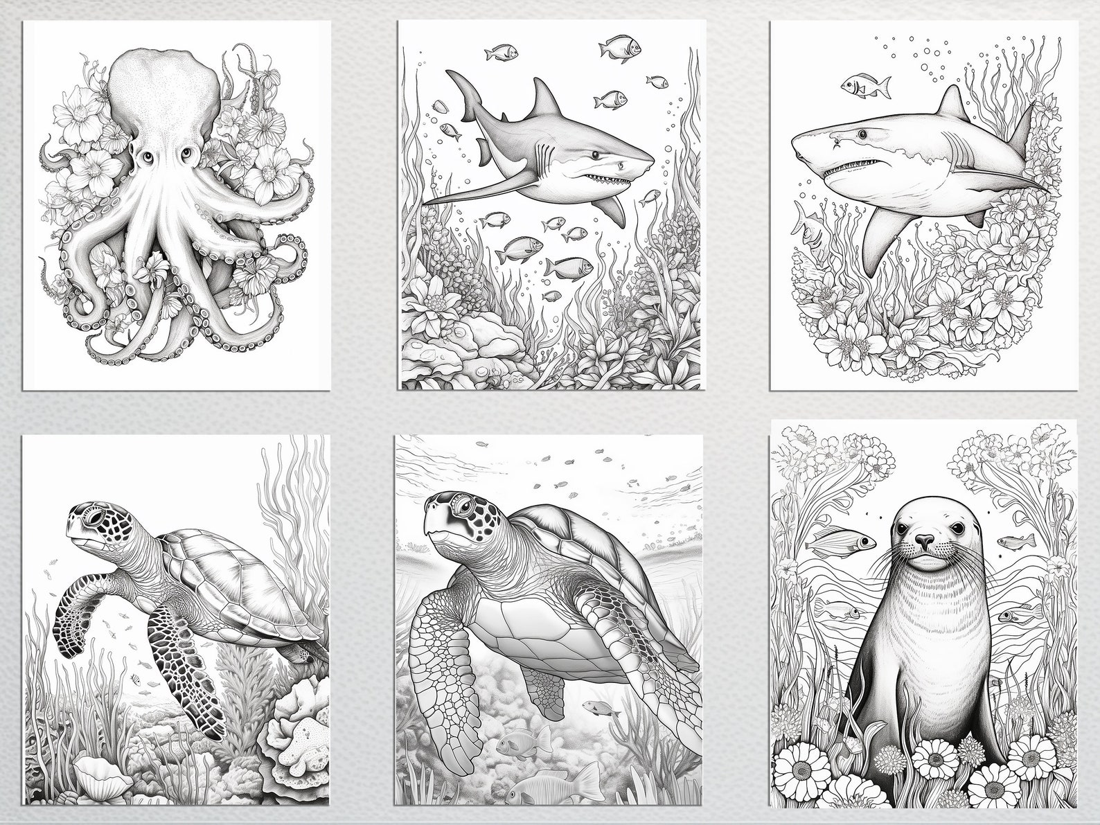 40 Ocean Coloring Pages for Adults, Under the Sea Animals and ...