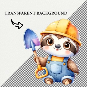 21 Construction Sloth Clipart: High-resolution Watercolor PNG, Cute ...