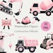 Watercolor Construction Vehicle Clipart: Pink Nursery Decor (digital ...