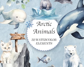 Sublimation Designs Watercolor Animals Baby Shower Arctic Animals ...