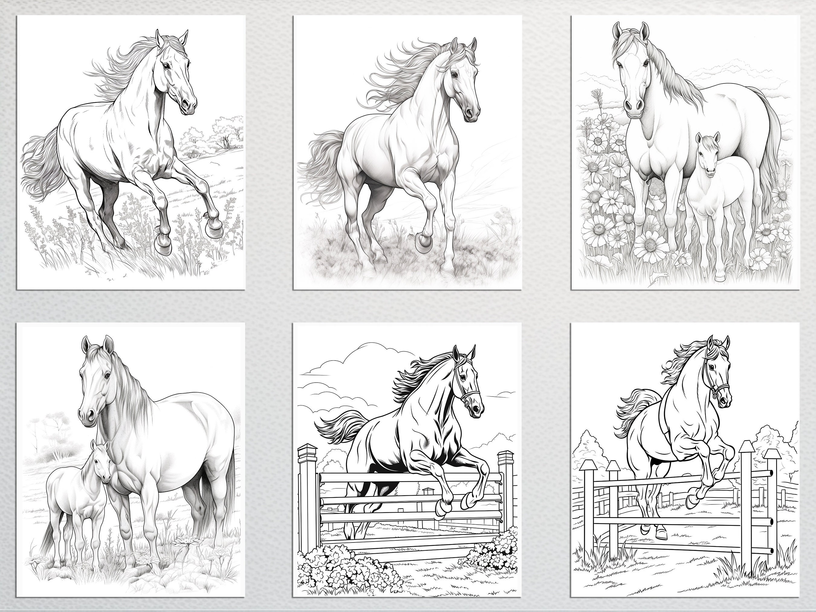 Horses Coloring Pages, 40 Sheets Instant Download - Etsy