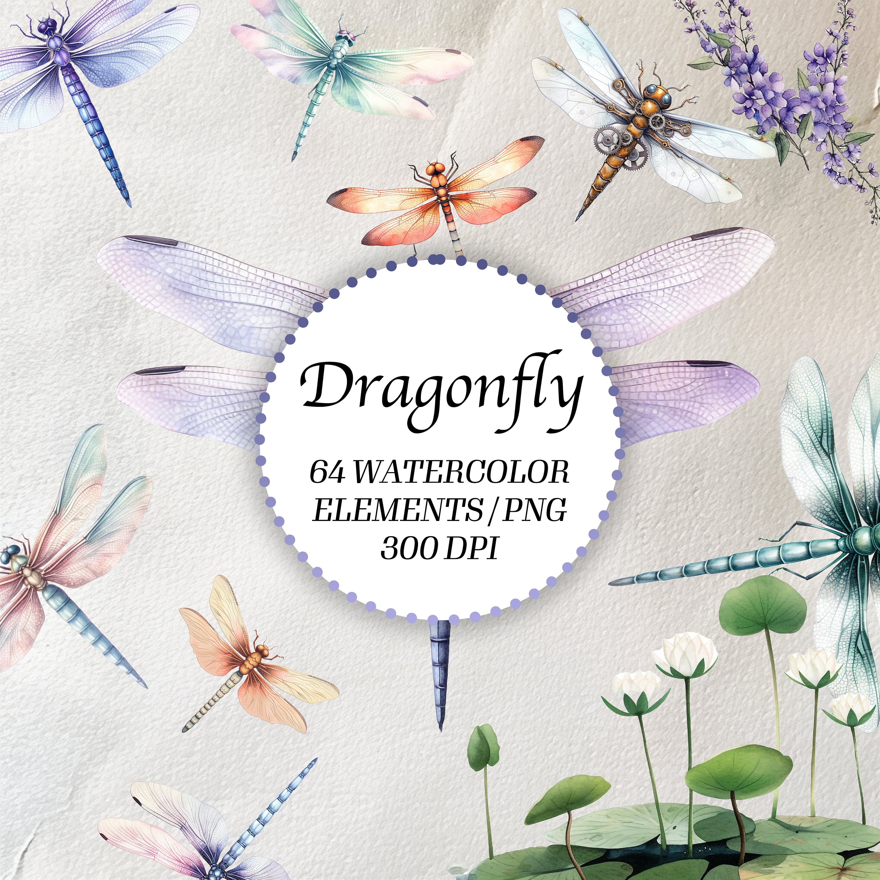 Dragonfly Watercolor Clipart Bundle Watercolor Dragonfly Illustration ...
