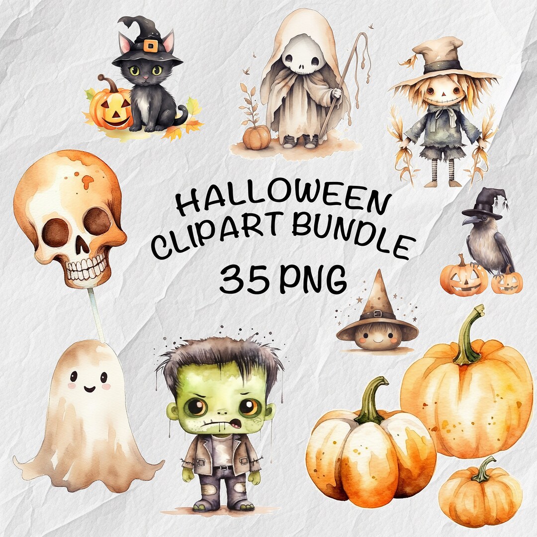 Halloween Clipart Watercolor Bundle Halloween Art for Crafts - Etsy