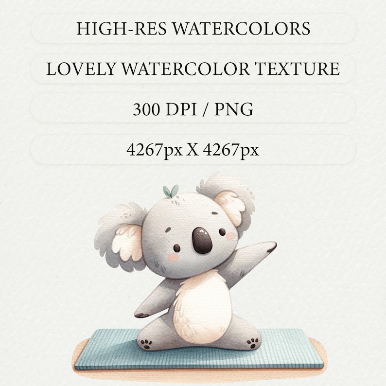 Cute Watercolor Koala Clipart Bundle: Koala PNG, Nursery & Baby Shower ...