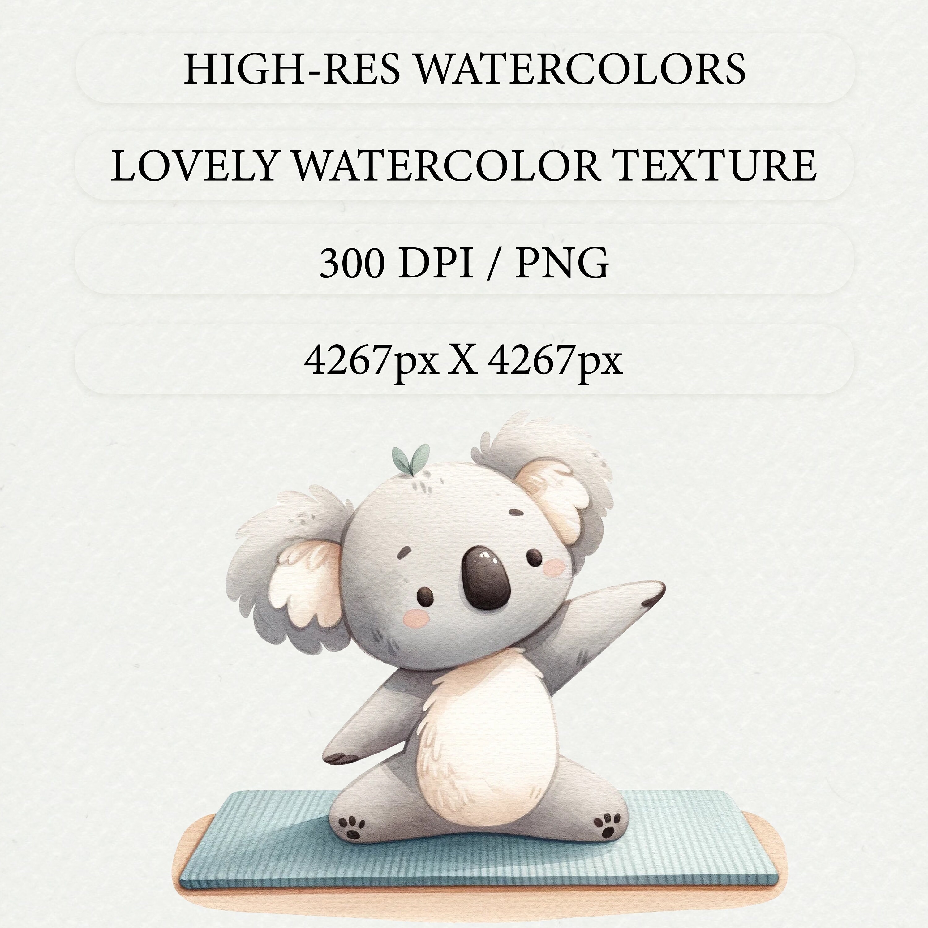 Cute Watercolor Koala Clipart Bundle: Koala PNG, Nursery & Baby Shower ...