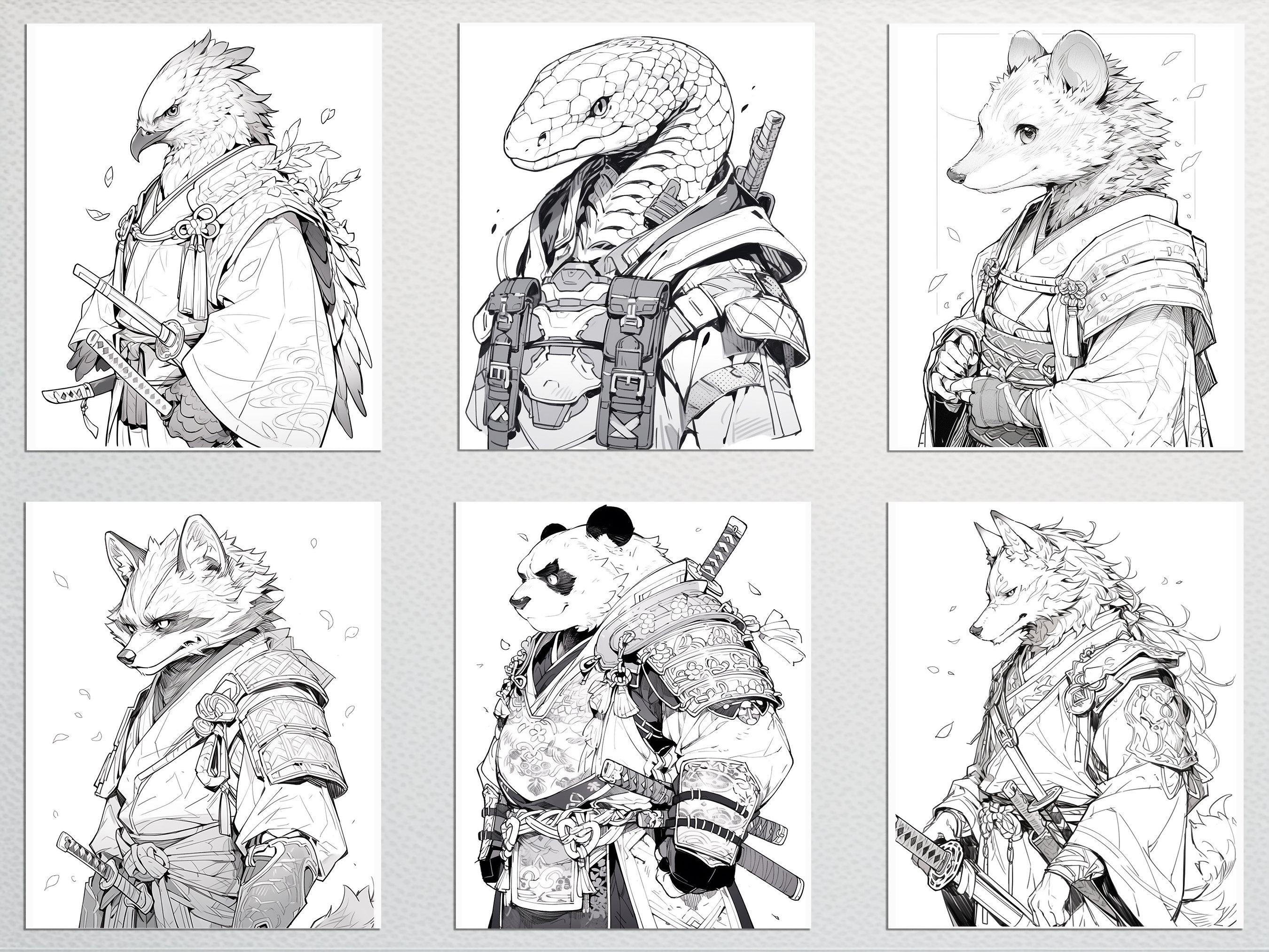 Anime Samurai Adults Coloring Pages, 25 Fantasy Animals Samurai ...