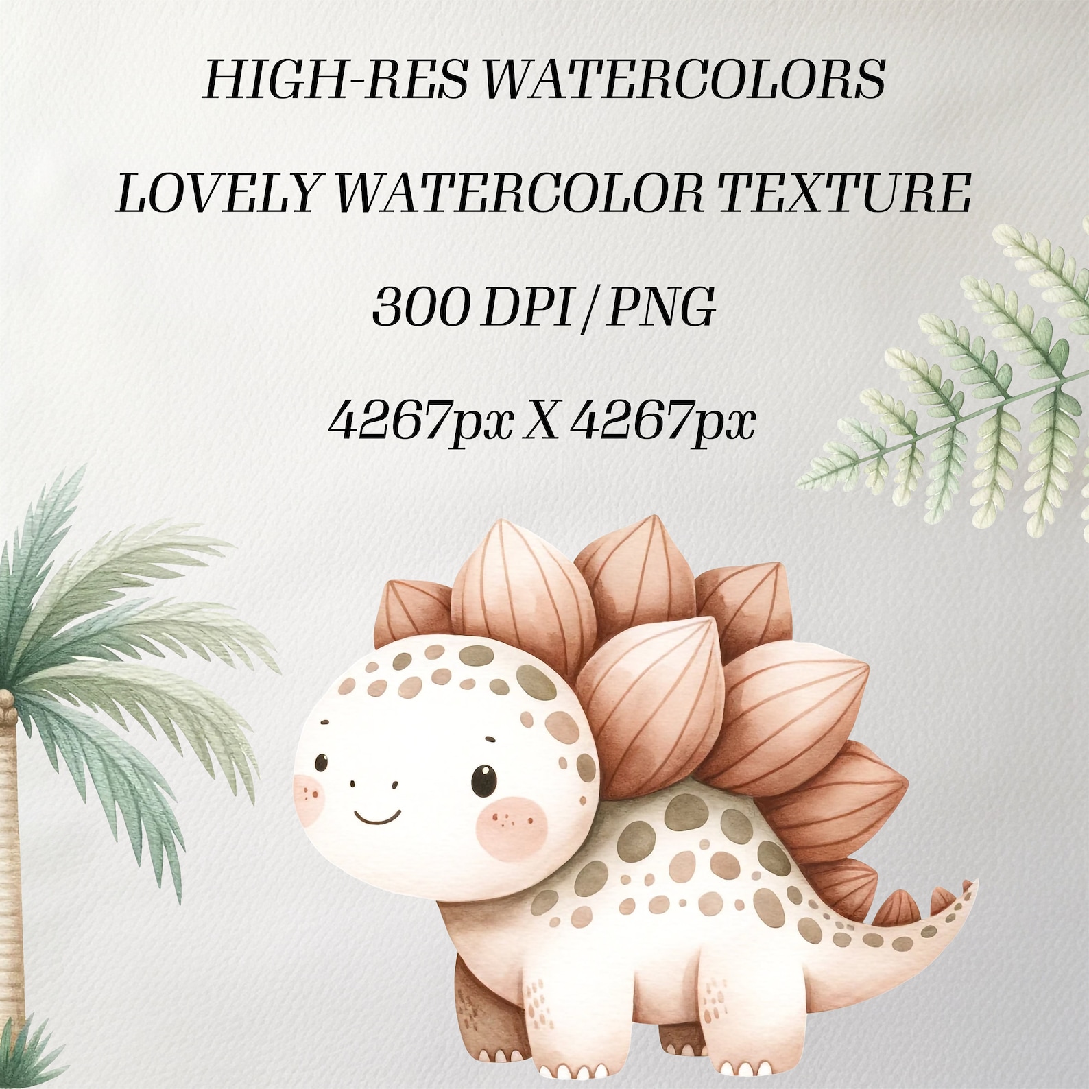 Watercolor Dinosaur Clipart Cute Nursery PNG, Birthday Decor, Baby ...