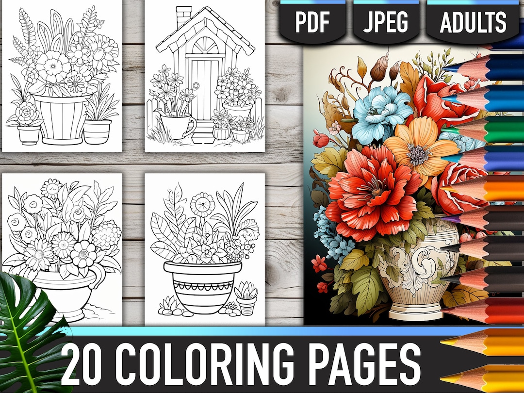 20 Plants Coloring Pages for Adults Printable Coloring Sheets - Etsy