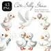 Cute Watercolor Goose Clipart, Cottagecore Watercolor Geese, Silly ...