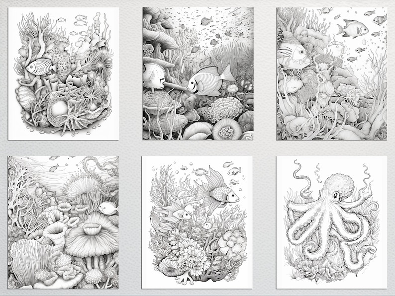 40 Ocean Coloring Pages for Adults, Under the Sea Animals and ...