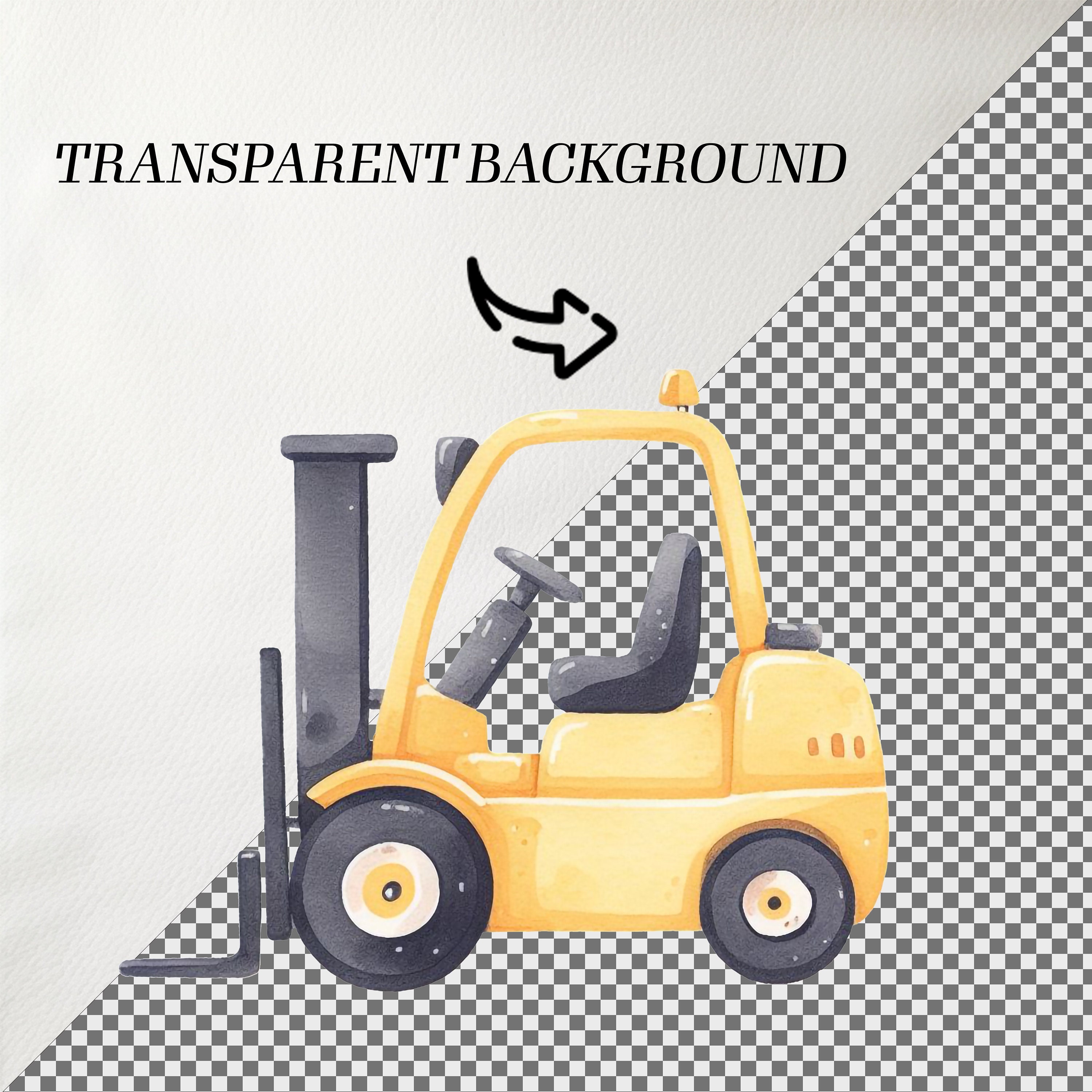 38 Watercolor Construction Vehicles Clip Art Bulldozer, Crane, Truck ...