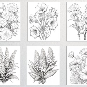 100 Elegant Flower Coloring Pages Adults and Kids Coloring Book ...