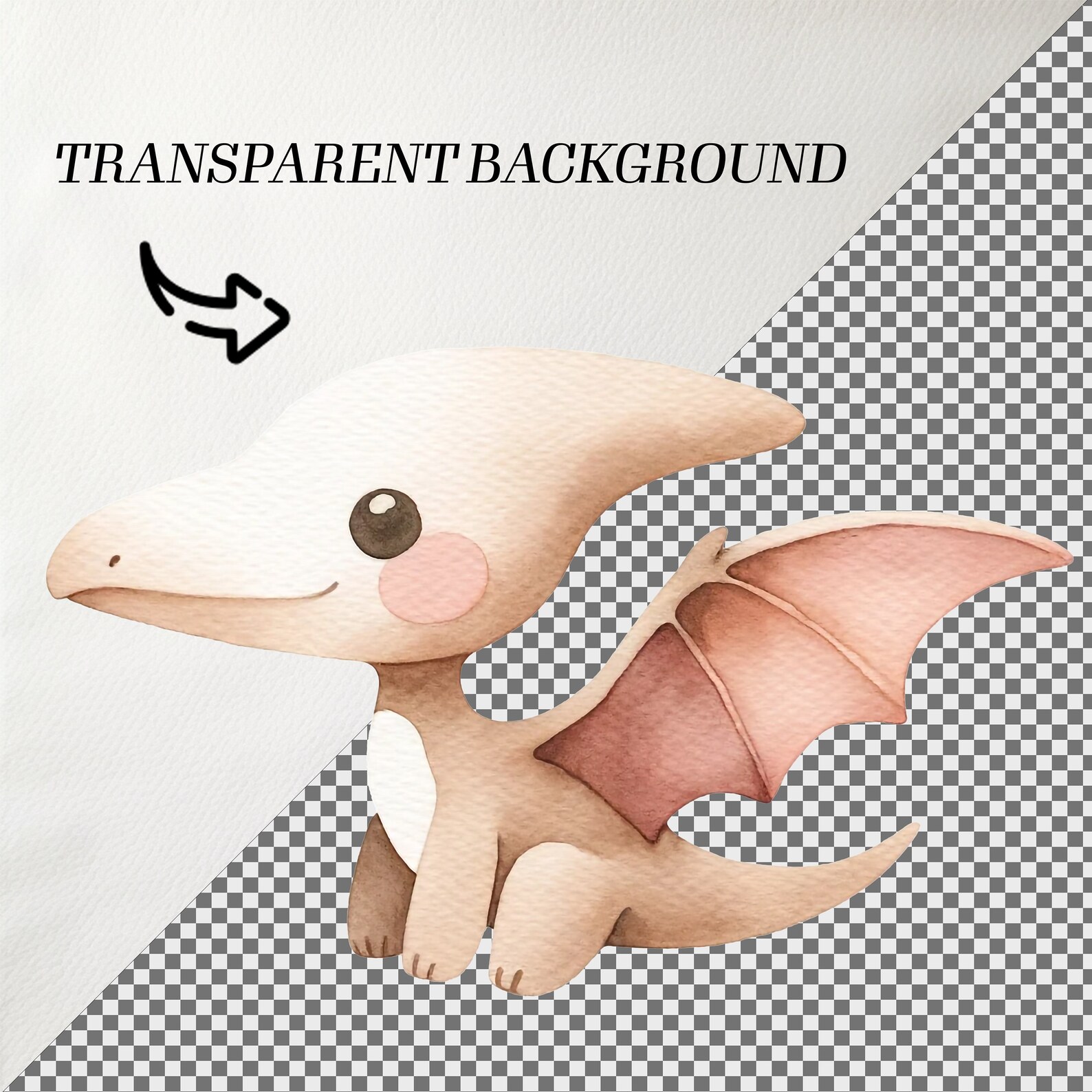 Watercolor Dinosaur Clipart Cute Nursery PNG, Birthday Decor, Baby ...