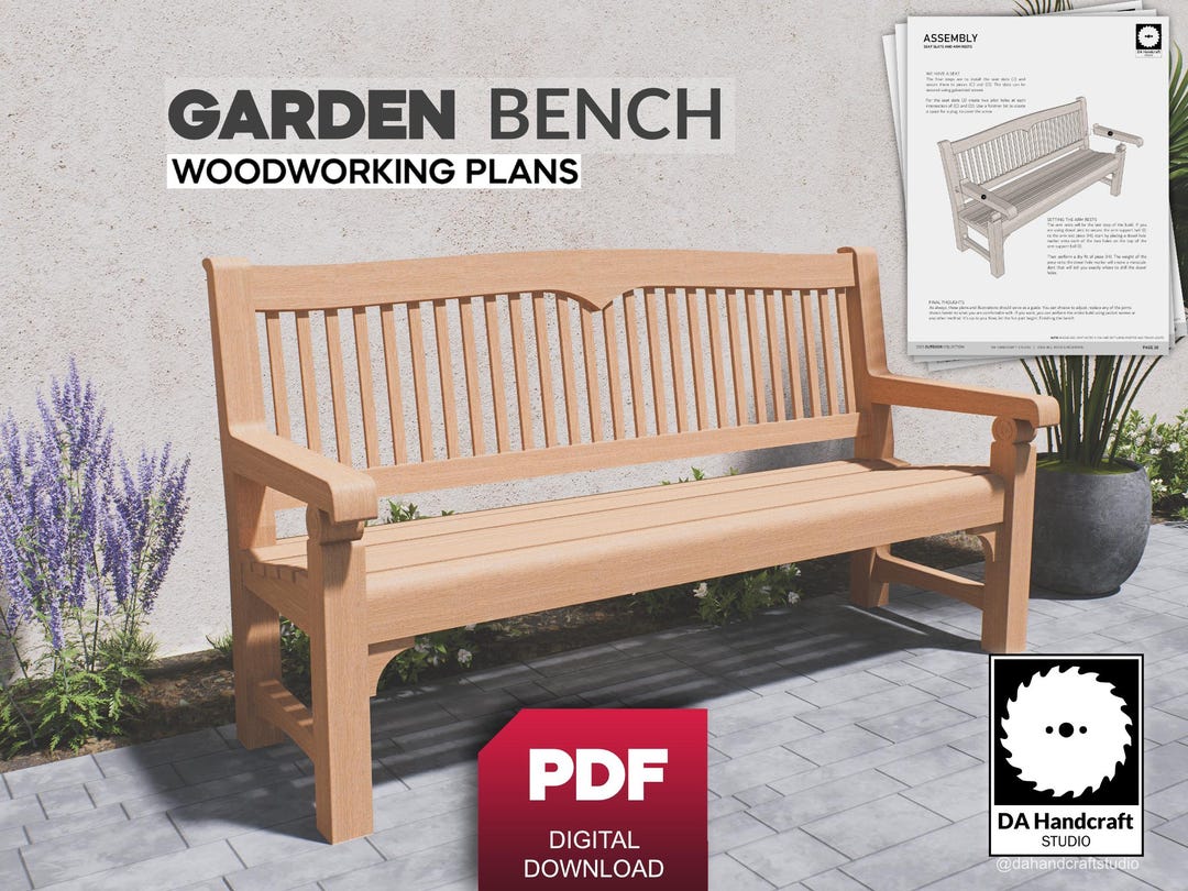 DIY Garden Wooden Bench Plans - Professional Woodworking Plans PDF ...