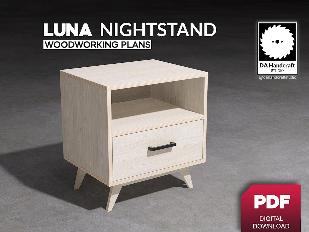 DIY Luna Nightstand - Professional Woodworking Plans - Easy to Build, Detailed Instructions ...
