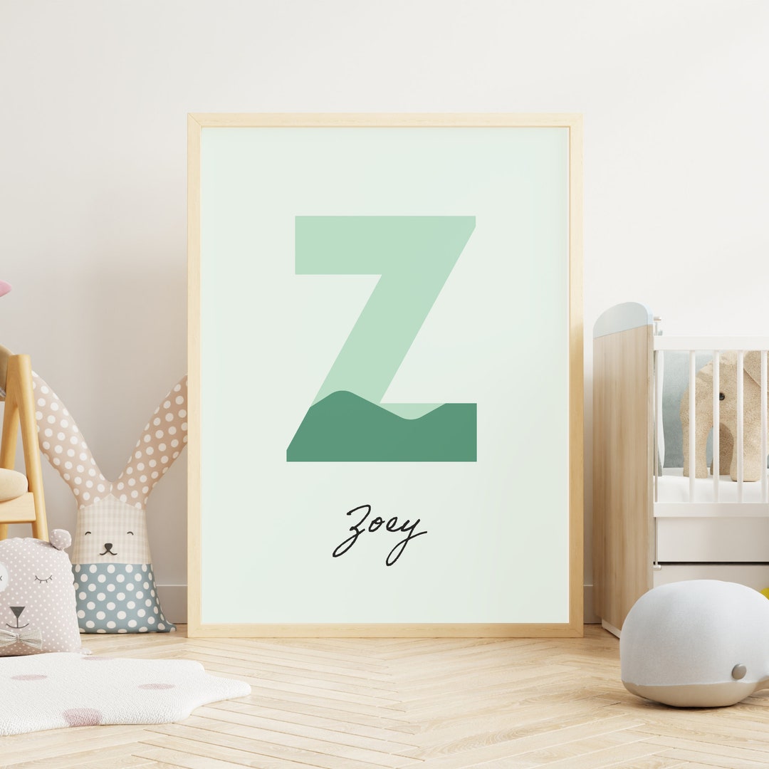 Personalised Name & Initial Print Babys Nursery Decor Gift for Kids ...