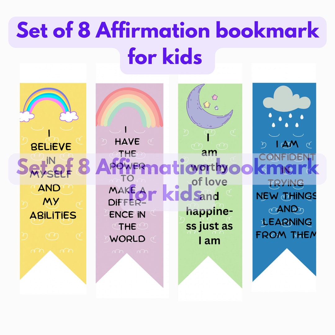 Affirmation Bookmarks for Kids Printable - Etsy