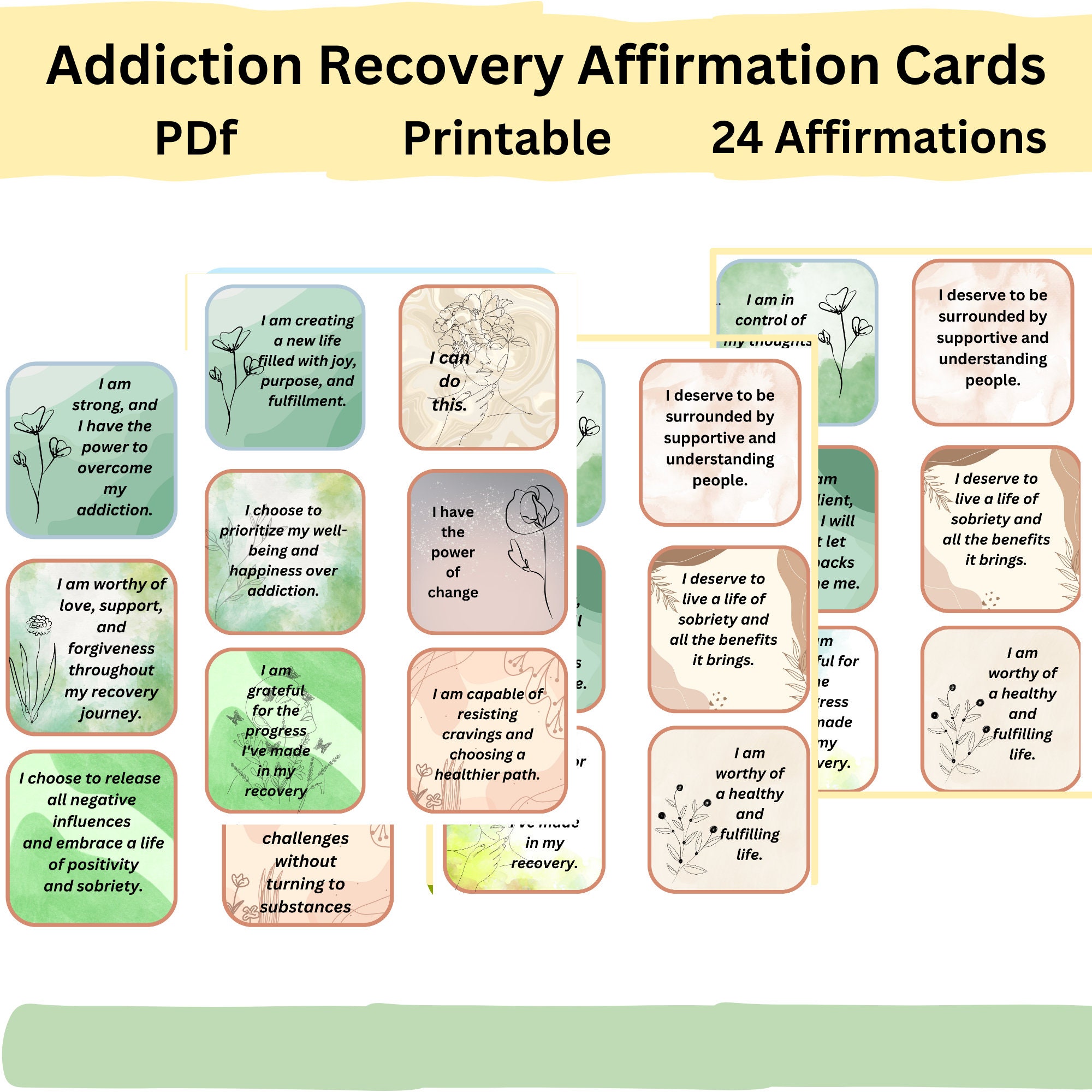 Addiction Recovery Affirmation Cards Printable ,printable Affirmation ...