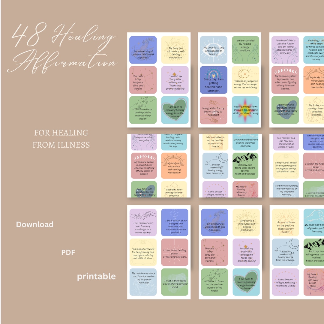 Printable Affirmation Cards for Illness Recovery, Affirmation Cards for ...