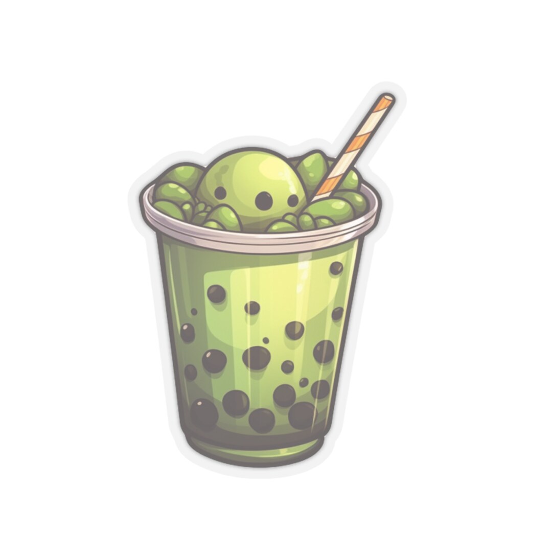 Surprised Matcha Bubble Tea Sticker Decal for Laptop, Notebooks, and ...
