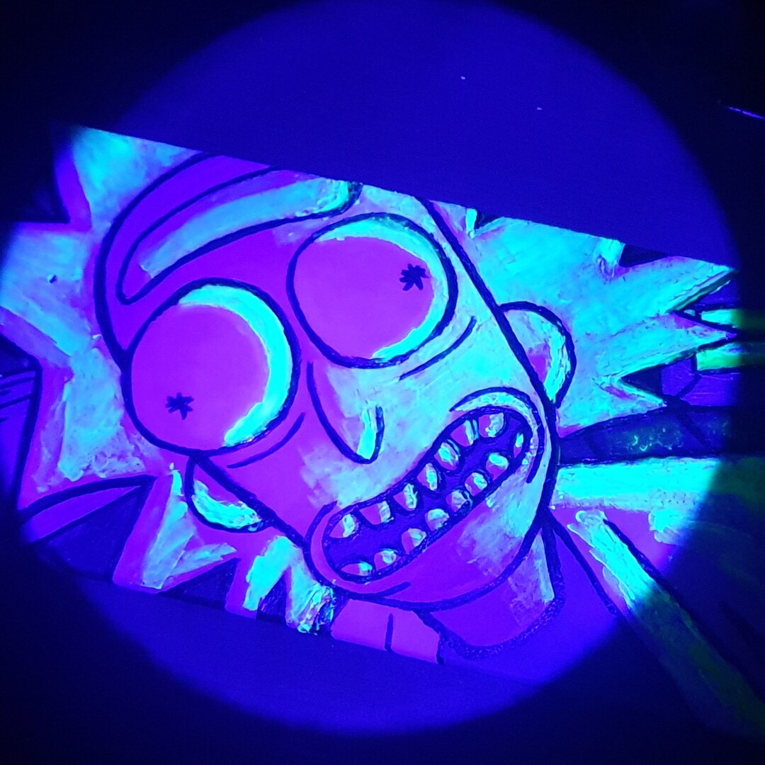 Rick and Morty Glow in the Dark Deck 8 Hand Painted Graphic. UV Day ...