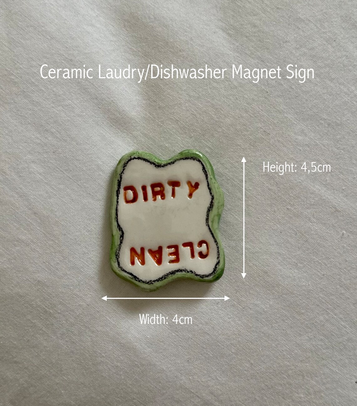 Handcrafted Hand-painted Ceramic Laundry or Dishwasher Magnet - Dirty ...