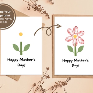 DIY Flower Printable Mother's Day Card, Kids Fingerprint Keepsake ...