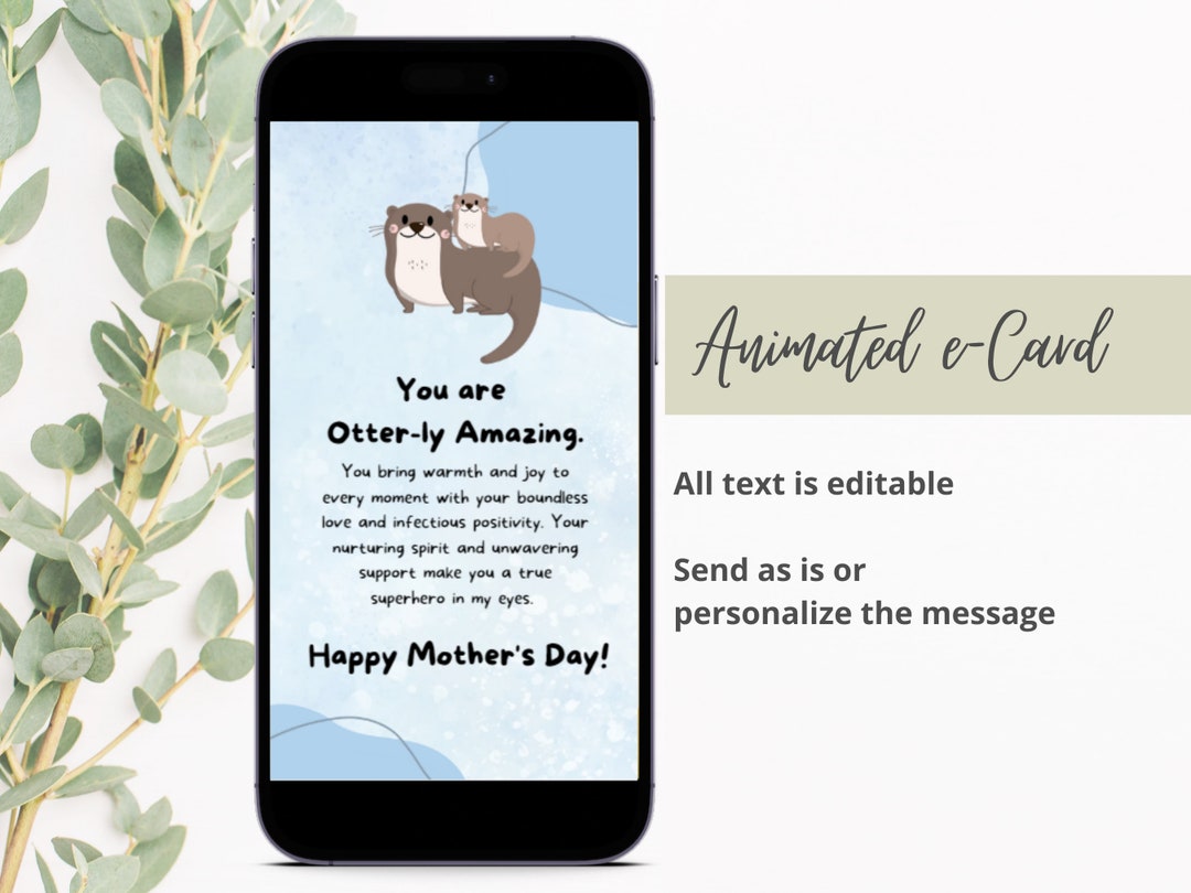 Otter Mother's Day Ecard, Animated DIY Card (digital Download) - Etsy