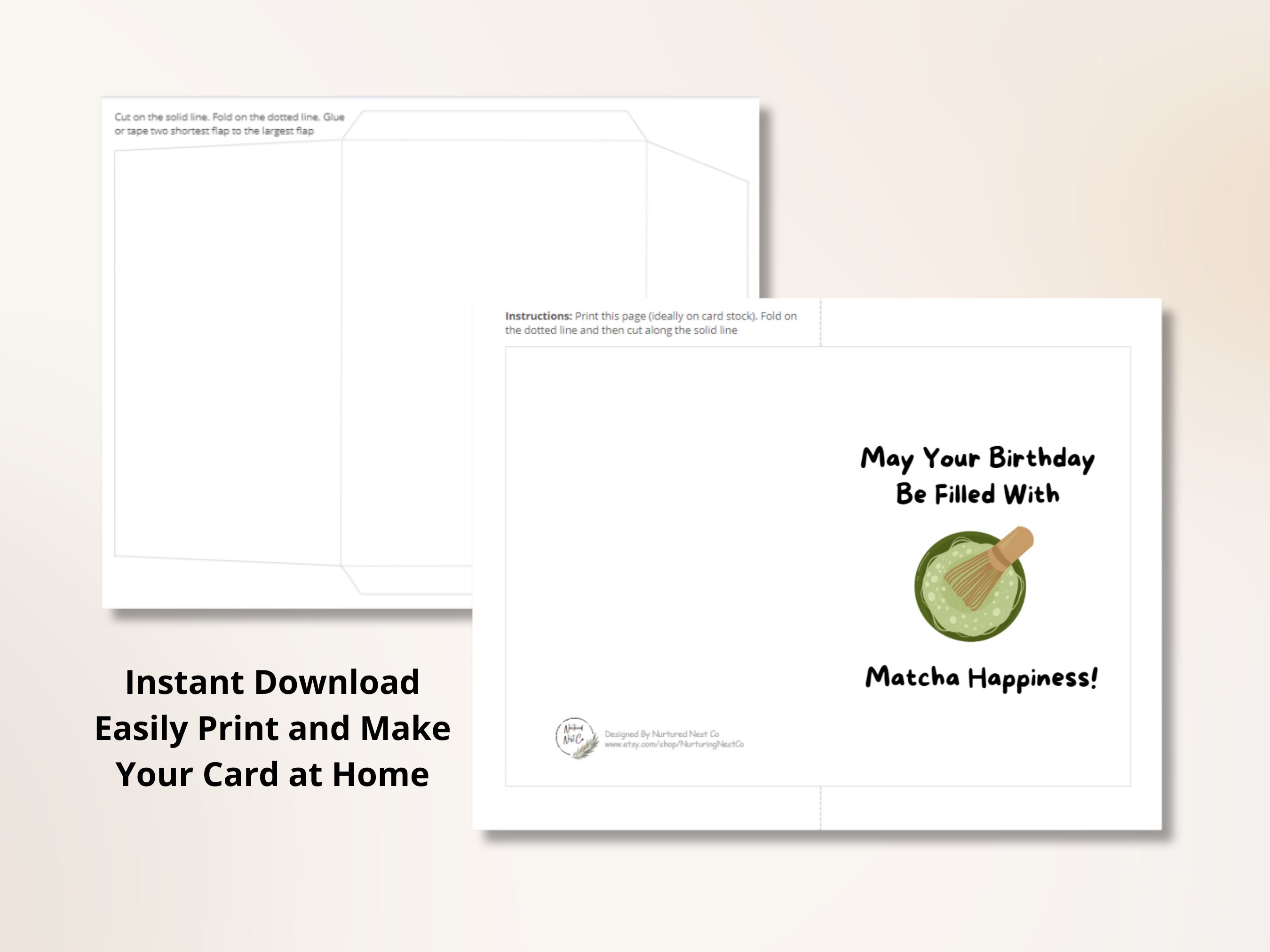 Matcha Happiness Birthday Card, Asian Food Pun (printable) - Etsy