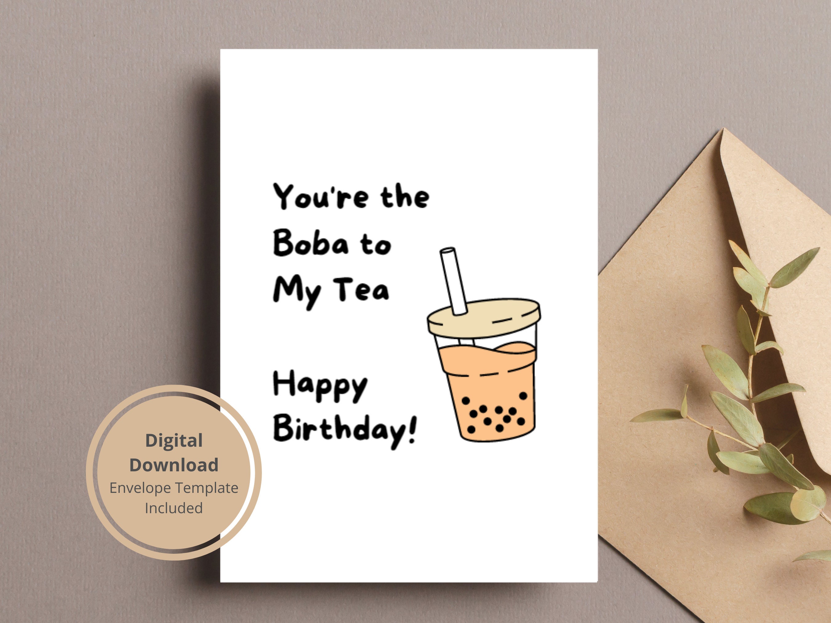 Boba Birthday Printable Card, Punny Birthday Card, Asian Birthday Card ...