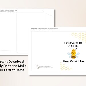Queen Bee Printable Mother's Day Card, Animal Mom Mother's Day Card ...