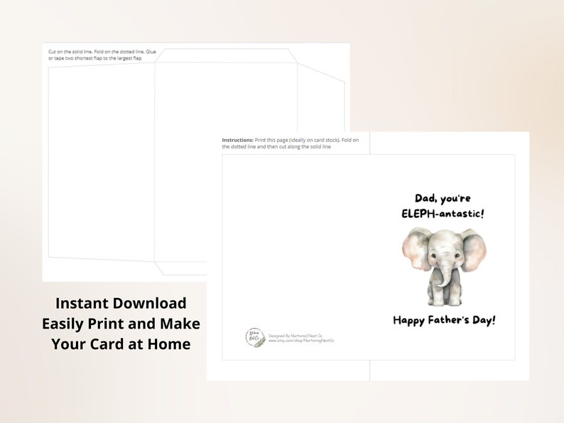 Elephantastic Dad Printable Father's Day Card, Elephant Dad Father's ...