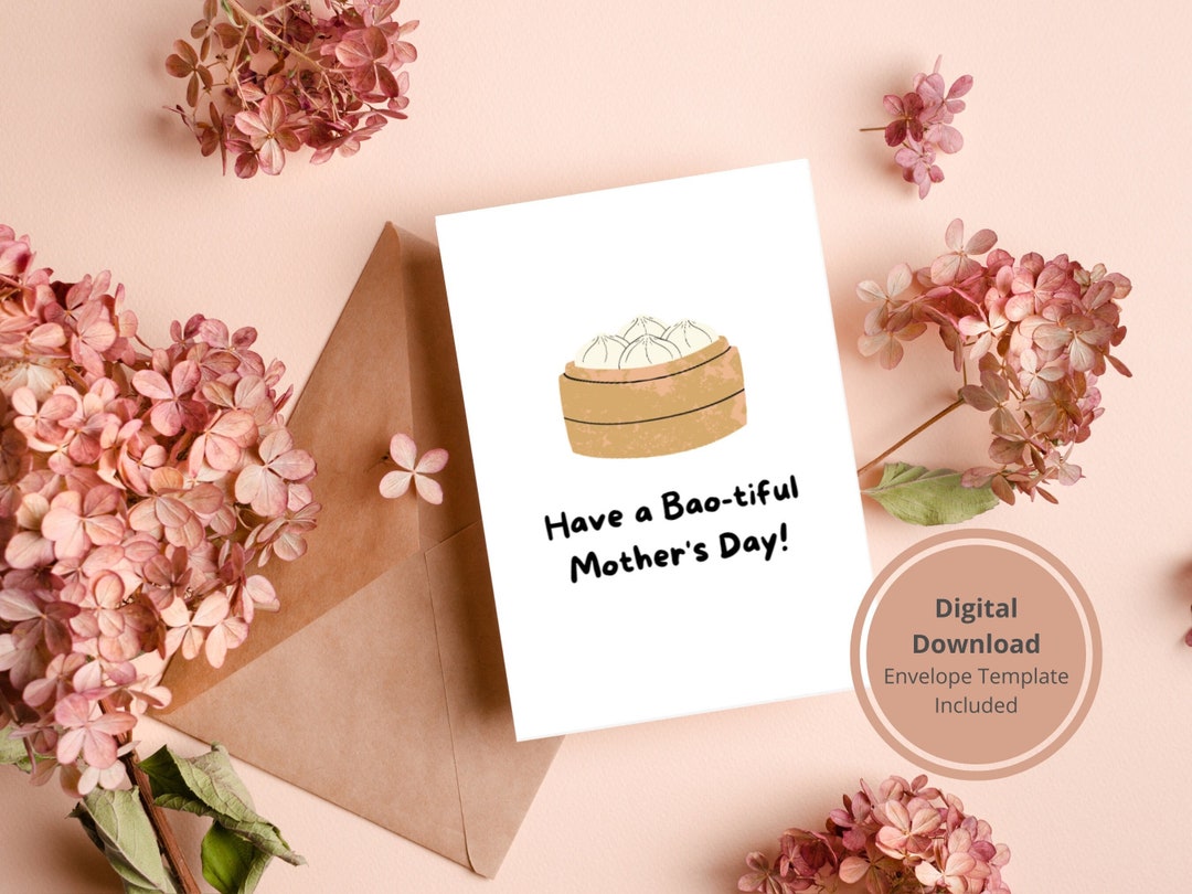 Bao-tiful Mother's Day Printable Card, Punny Mother's Day Card, Asian ...