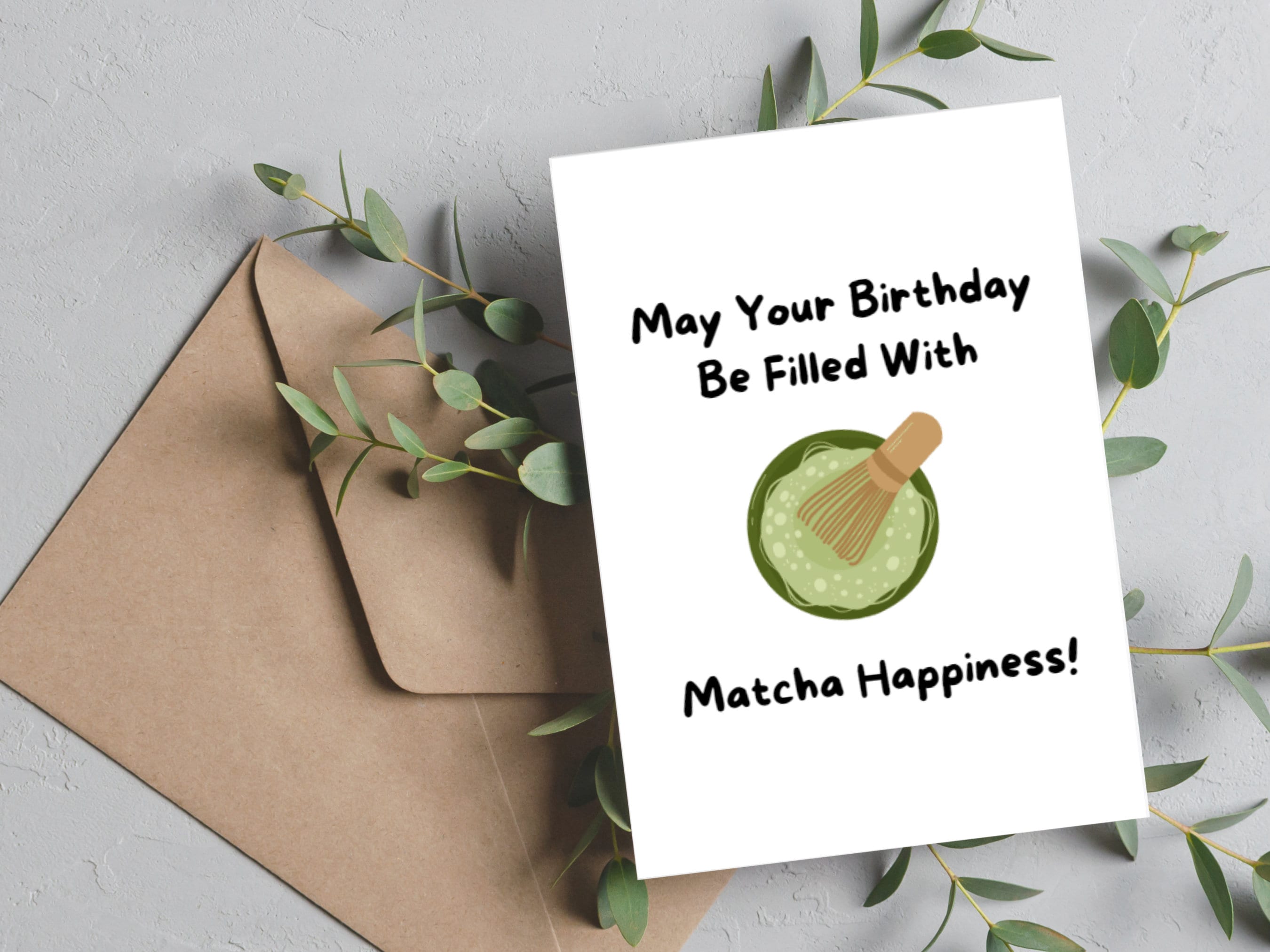 Matcha Happiness Birthday Card, Asian Food Pun (printable) - Etsy