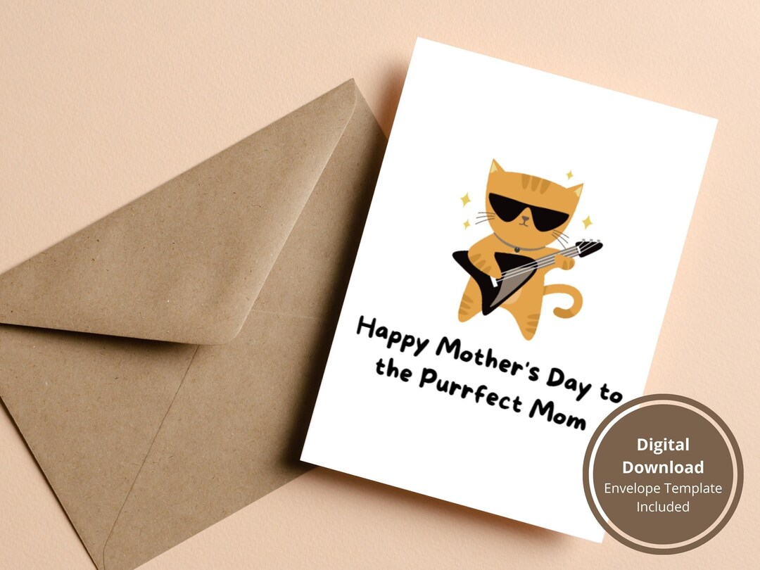 Purrfect Mom Printable Mother's Day Card, Animal Mom Mother's Day Card ...