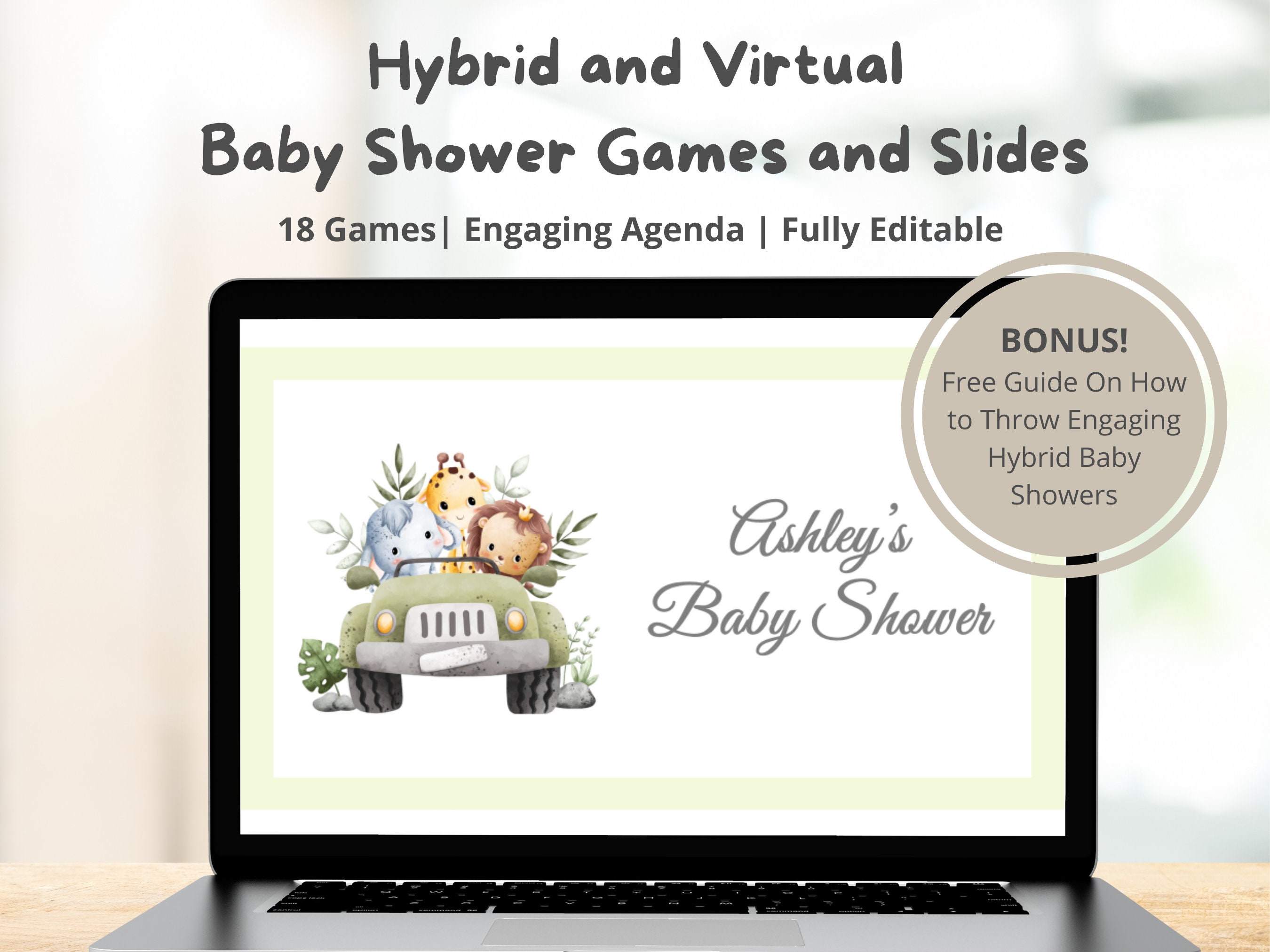 Editable Safari Baby Animals Baby Shower Slides, in Person Baby Shower ...