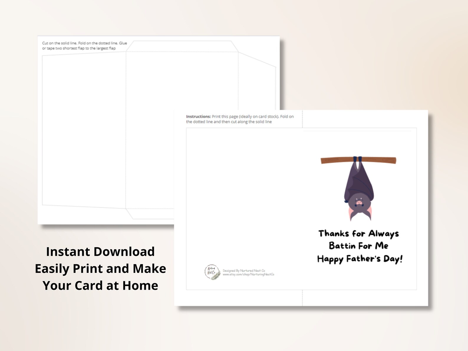 Bat Dad Father's Day Card, Punny Printable (digital Download) - Etsy