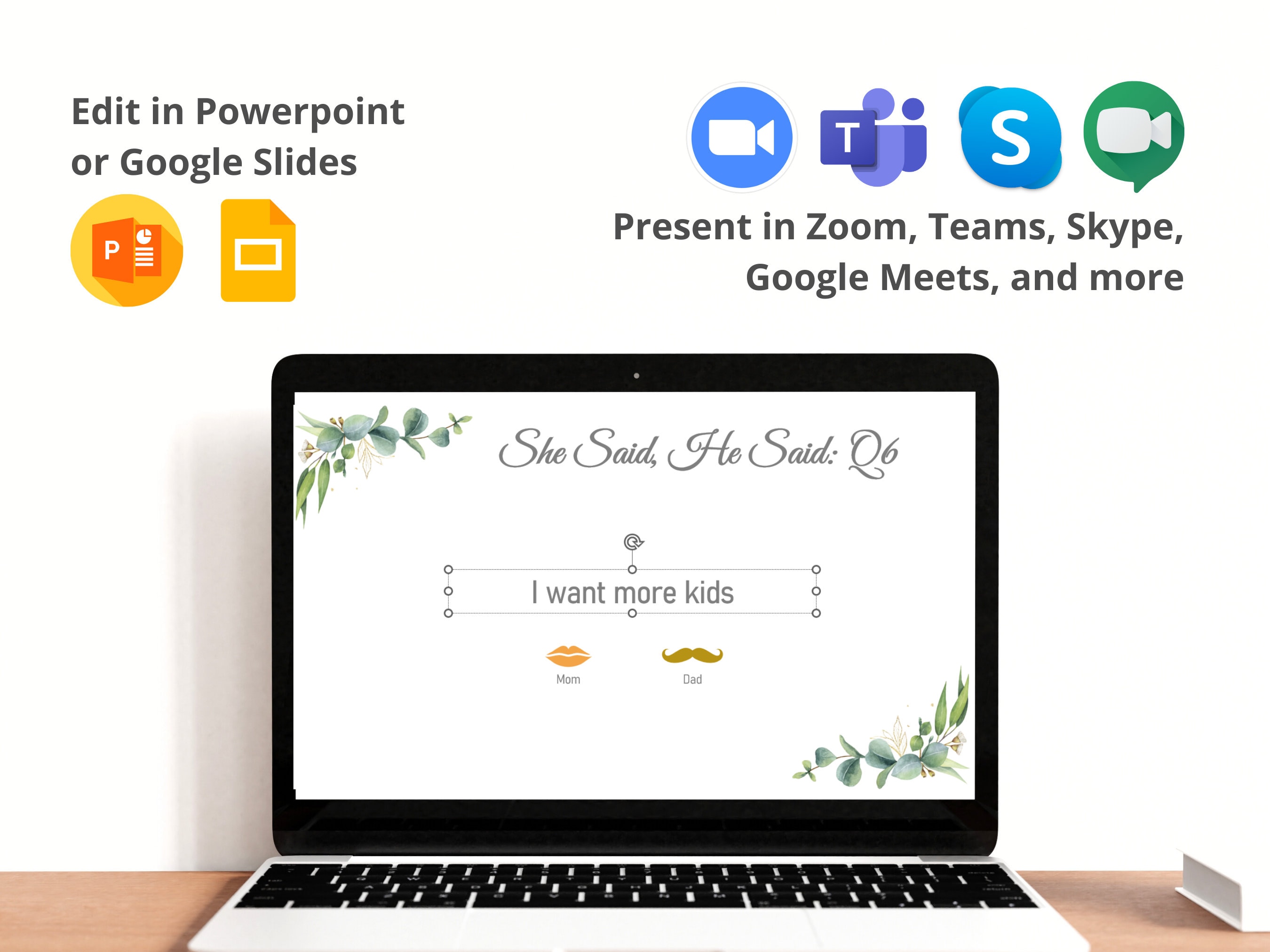 Editable Elegant Leaves Themed Baby Shower Slides, in Person Baby ...