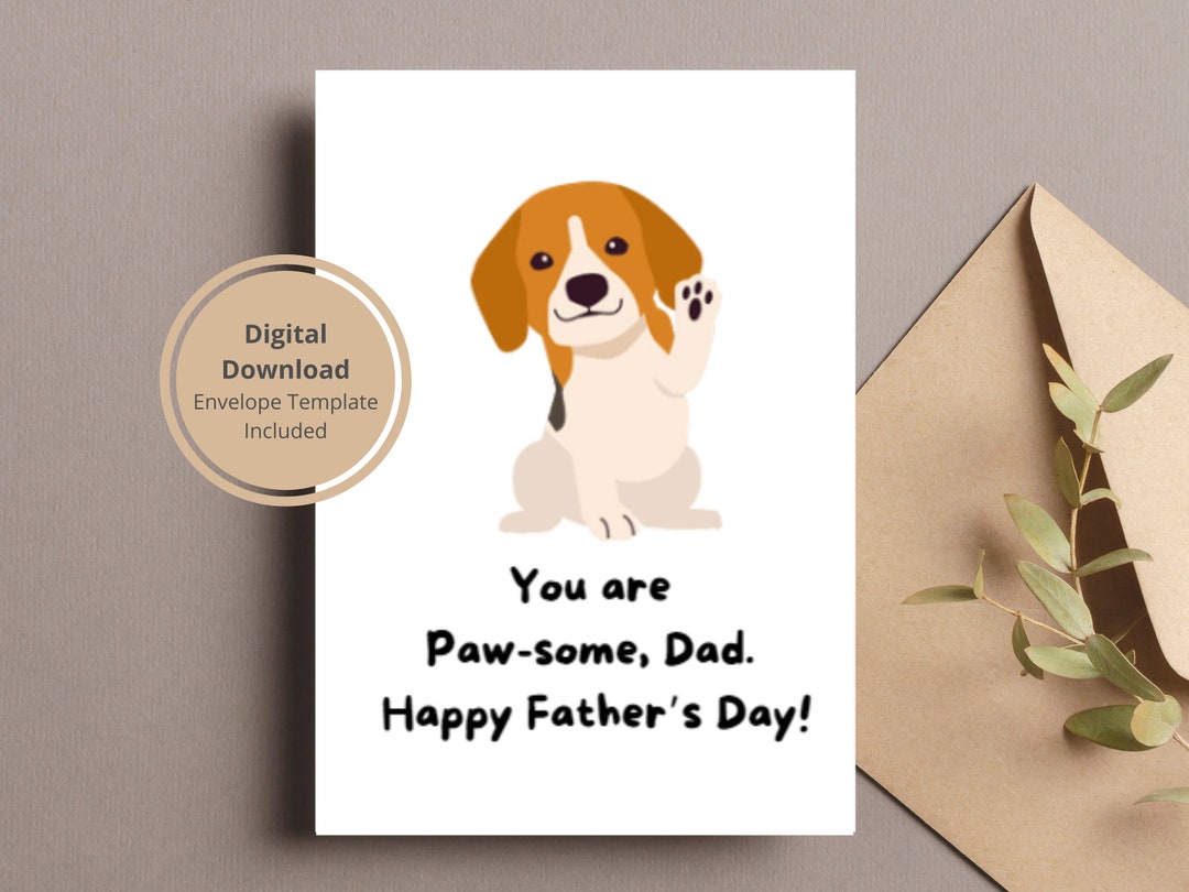 Pawsome Dad Printable Father's Day Card, Dog Dad Father's Day Card ...