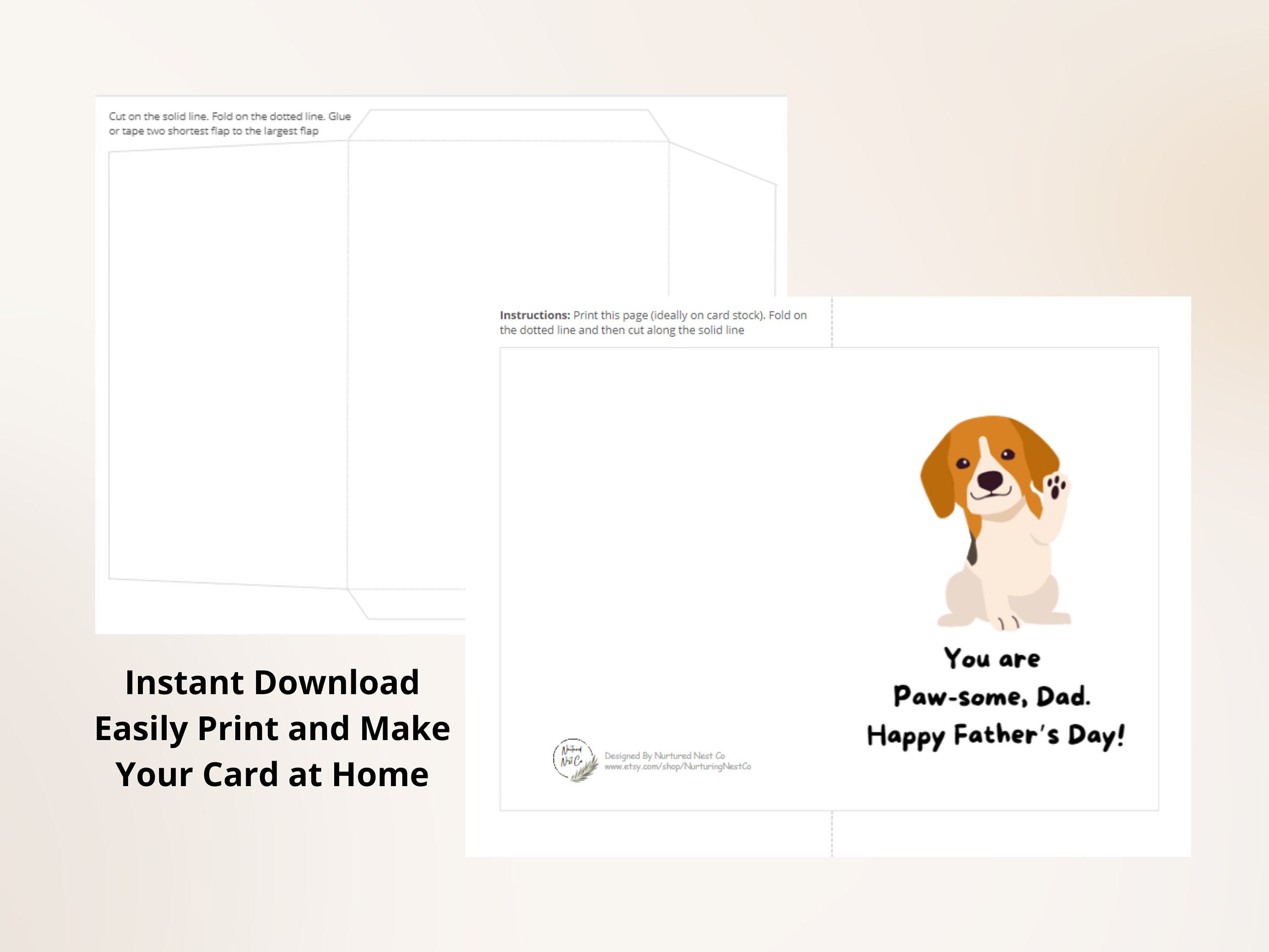 Pawsome Dad Printable Father's Day Card, Dog Dad Father's Day Card ...
