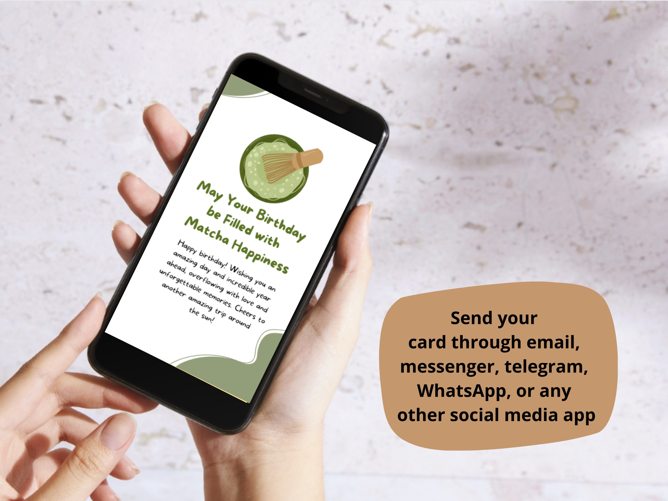 Editable Matcha Happiness Birthday Ecard, Asian Food Birthday Ecard ...