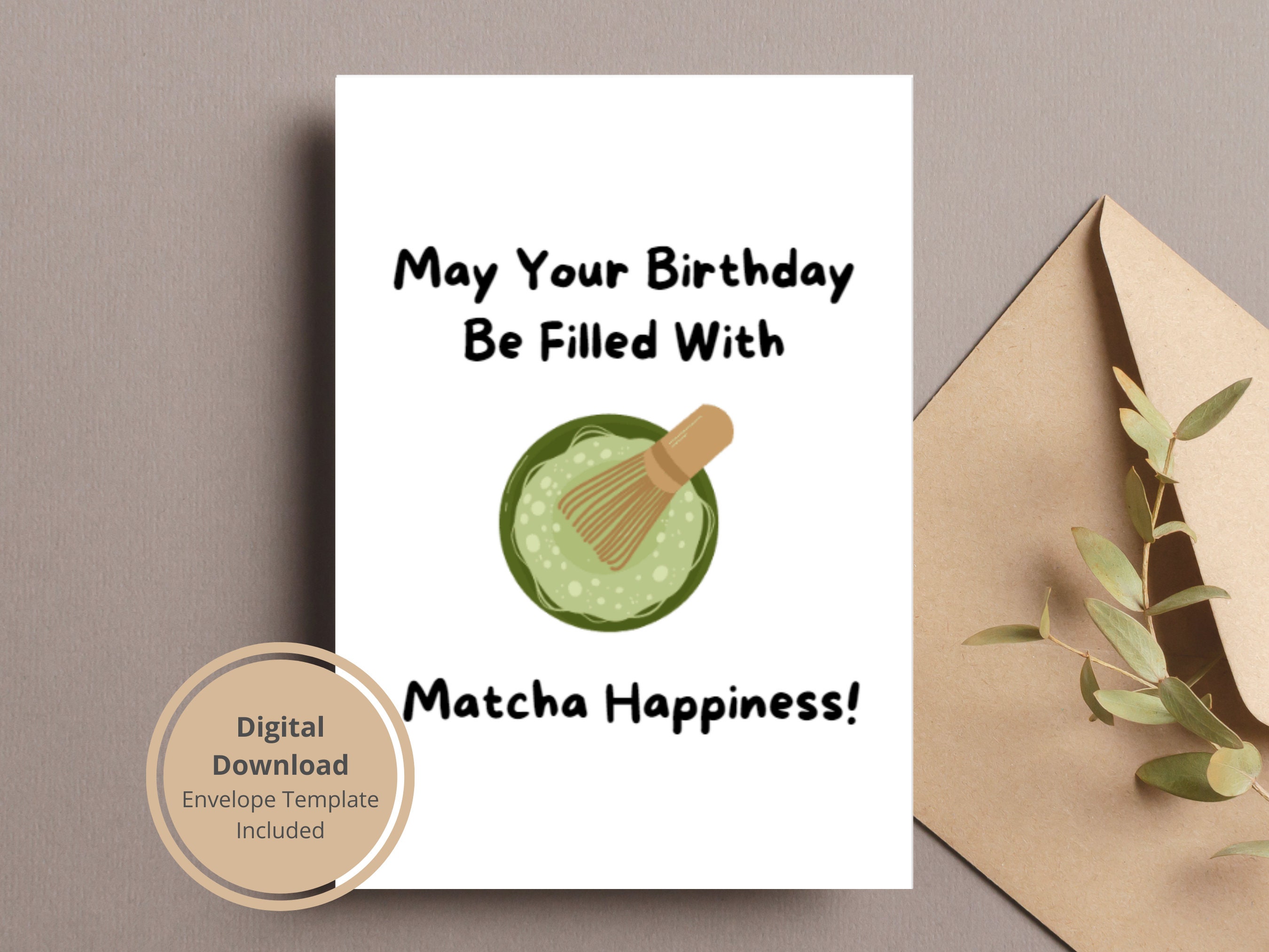Matcha Happiness Birthday Printable Card, Punny Birthday Card, Asian ...