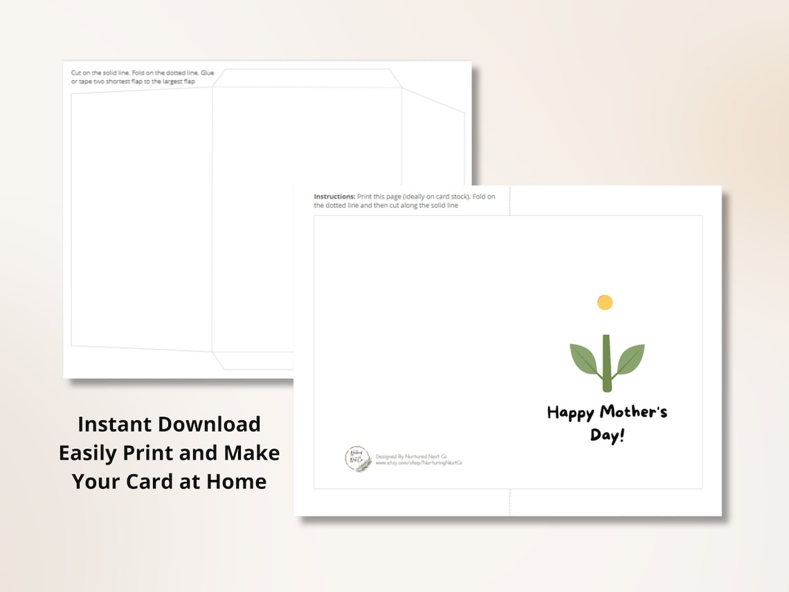 DIY Flower Printable Mother's Day Card, Kids Fingerprint Keepsake ...