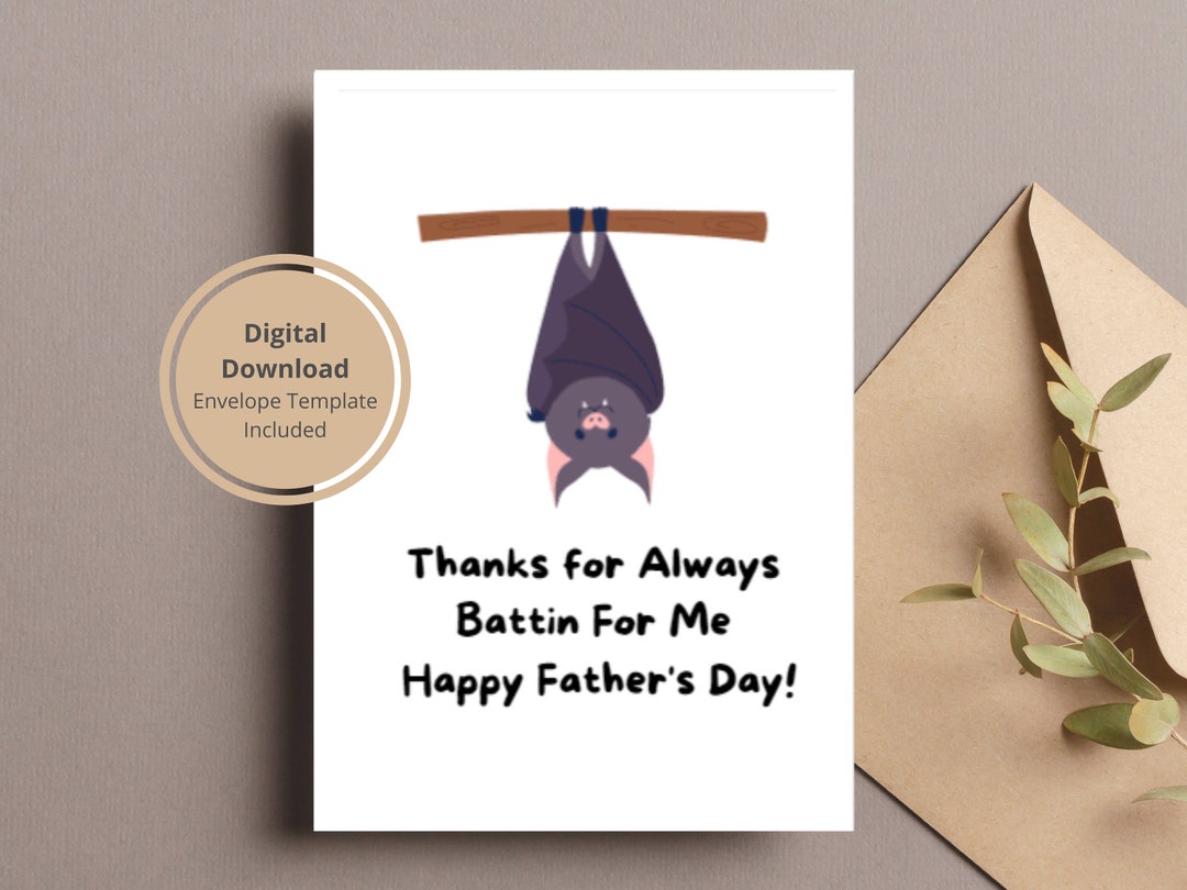 Bat Dad Father's Day Card, Punny Printable (digital Download) - Etsy