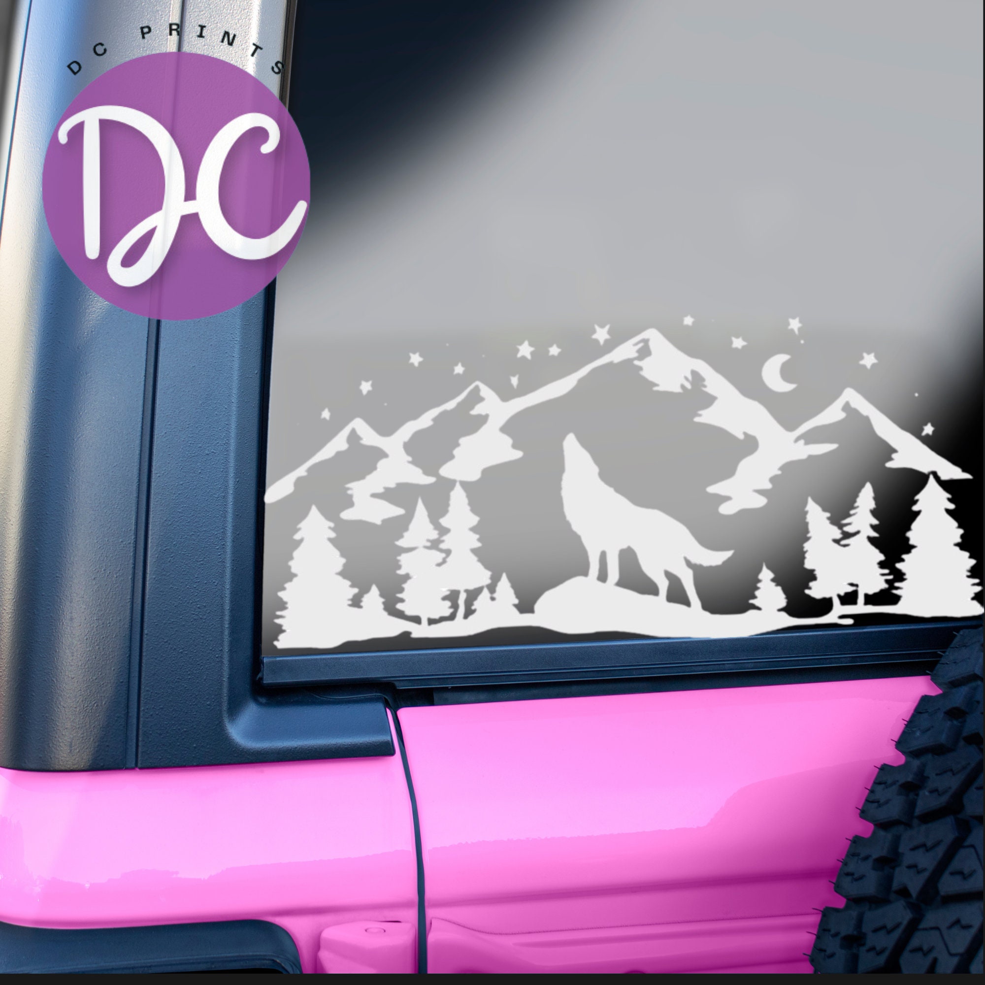 Wolf Scene Car Decal, Car Window Decal, Vinyl Decal Sticker, Rear ...