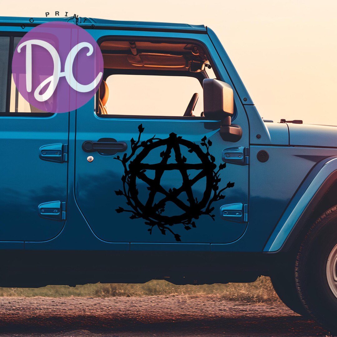 Floral Pentagram Car Decal, Car Window Decal, Vinyl Decal Sticker, Car ...